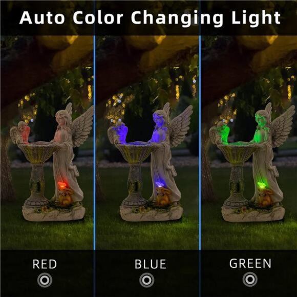 Accents | Solar Garden Statuesangel Outdoor Statues With Color Changing ...